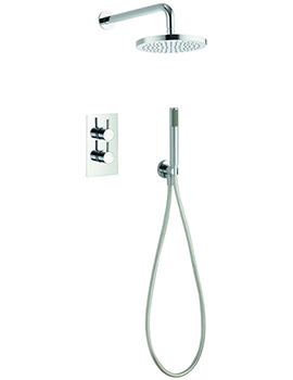 Pura Arco Chrome Thermostatic Bar Valve With Rigid Riser Fixed Head And ...