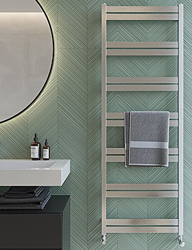 Reina Helin 500mm Wide Polished Stainless Steel Designer Radiator - RNS ...