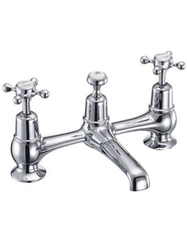 Burlington 2 TH Bridge Basin Mixer Tap With Waste And Claremont Handles